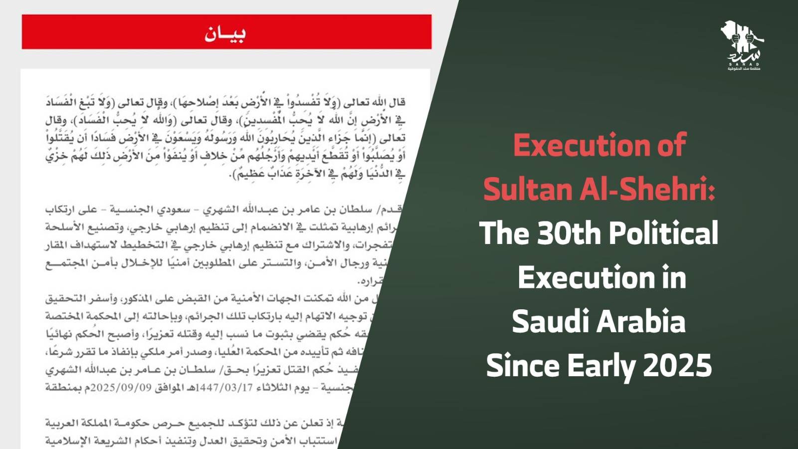 Execution of Sultan Al-Shehri: The 30th Political Execution in Saudi ...